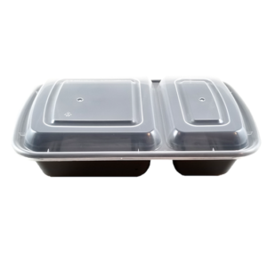 36 OZ RECTANGLE 2-COMPRT MICROWAVABLE CONTAINER - MP Plastic Plus